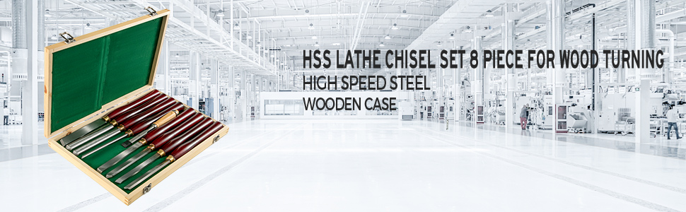 VEVOR Woodworking Lathe Chisel Set 8 Piece Set Lathe Chisel HSS Steel ...