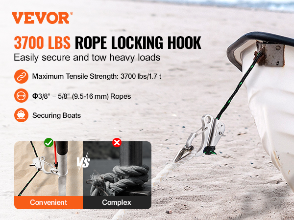 VEVOR Boat Anchor Hook Stainless Steel Knotless Anchor System with ...