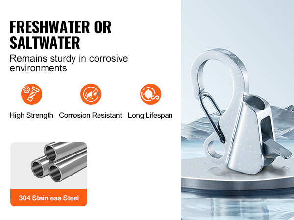 VEVOR Boat Anchor Hook, 304 Stainless Steel Slide Anchor, Knotless ...