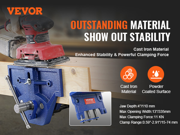 VEVOR Woodworking Vise, 13 inch Woodworking Bench Vise, Heavy-duty Cast ...
