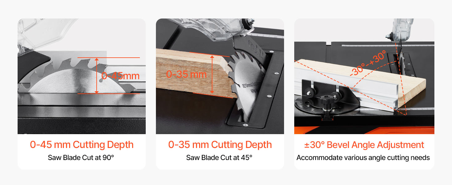 VEVOR Table Saw, 1200 W Portable Compact Tablesaw, 210 MM Saw Blade O.D ...