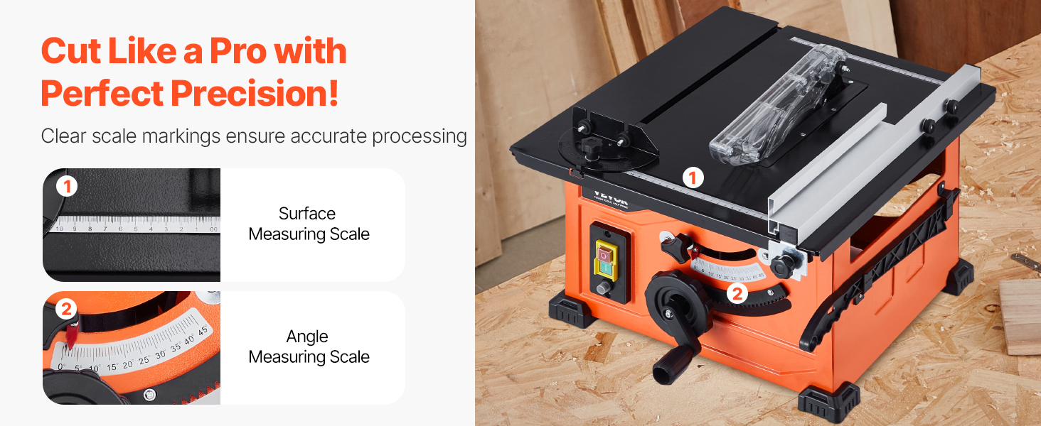 VEVOR Table Saw, 1200 W Portable Compact Tablesaw, 210 MM Saw Blade O.D ...