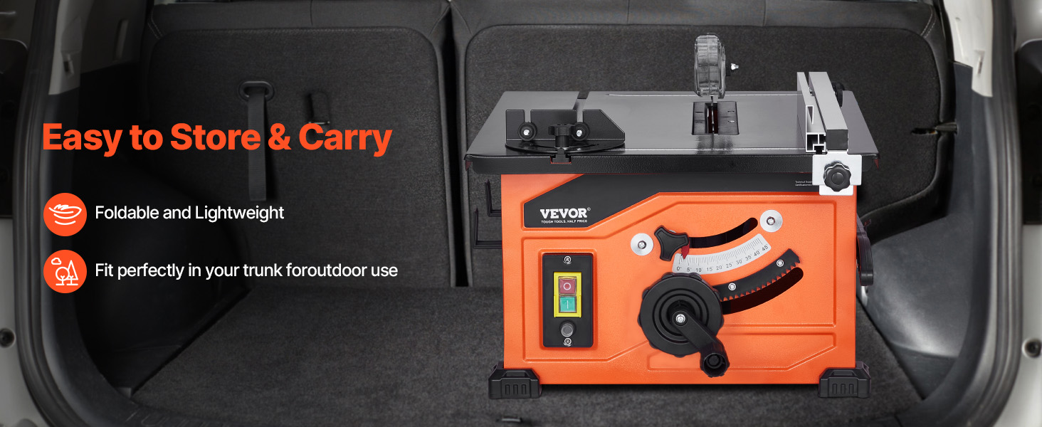 VEVOR Table Saw, 1200 W Portable Compact Tablesaw, 210 MM Saw Blade O.D ...