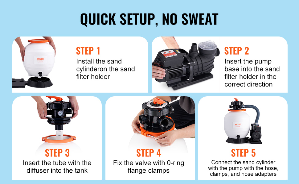 VEVOR Pool Sand Filter Pump Above Ground, 14 Inch Sand Filter Tank ...
