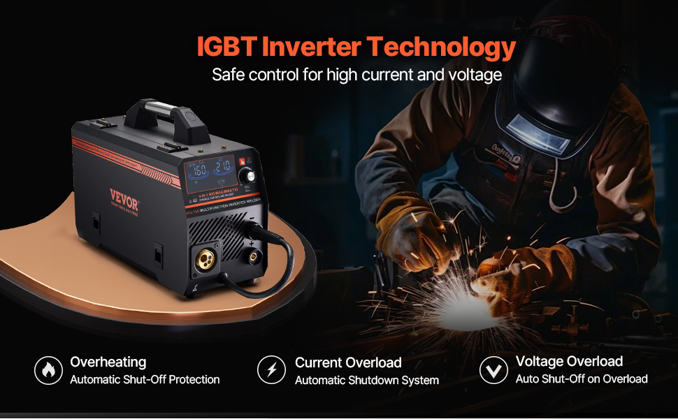 VEVOR MIG Welder 160A Welding Machine 4-in-1 Gas/Flux Core MIG/Stick ...