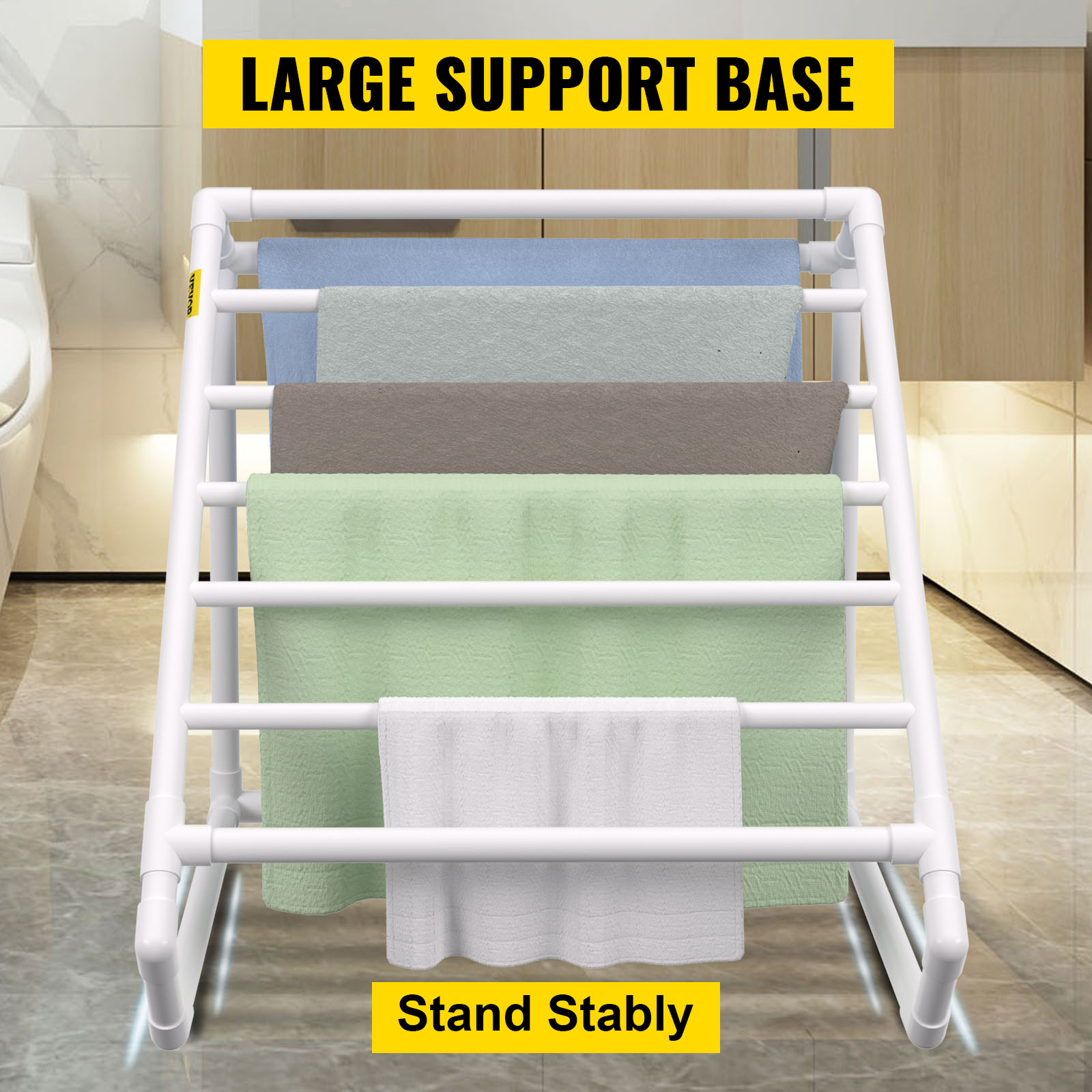 VEVOR Pool Towel Rack, 8 Bar, White, Freestanding Outdoor PVC ...