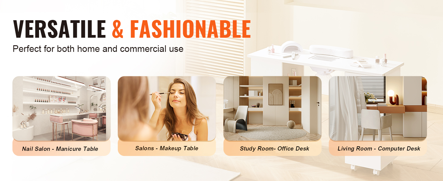 VEVOR Manicure Table, Nail Table Station with Electric Dust Collector ...