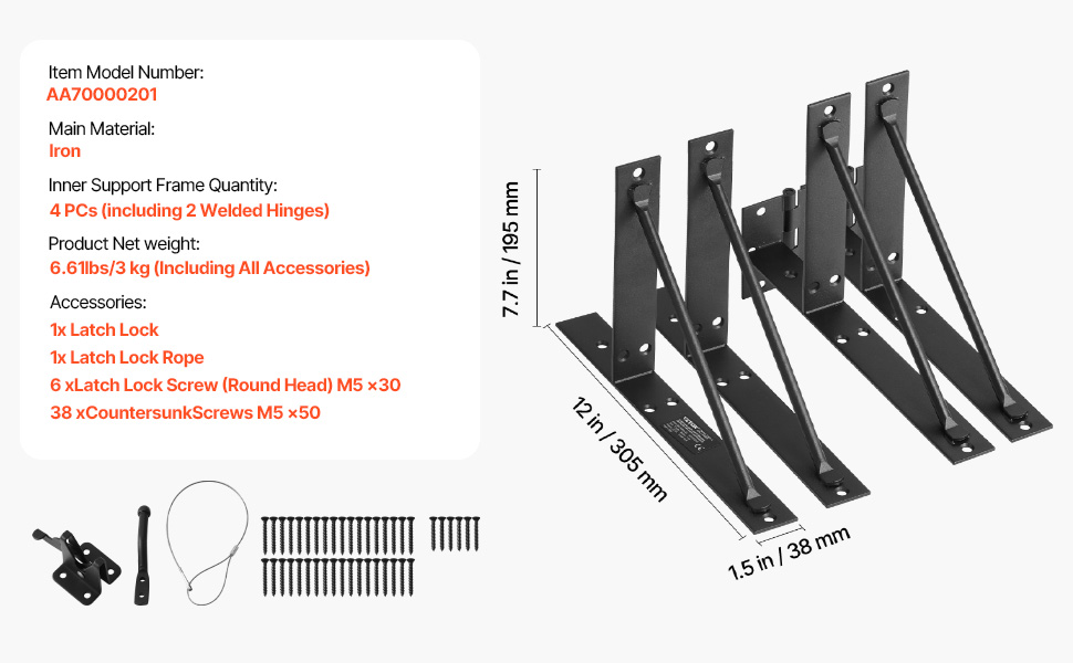 VEVOR Gate Corner Brace Bracket Anti Sag Gate Frame Hardware Kit for ...