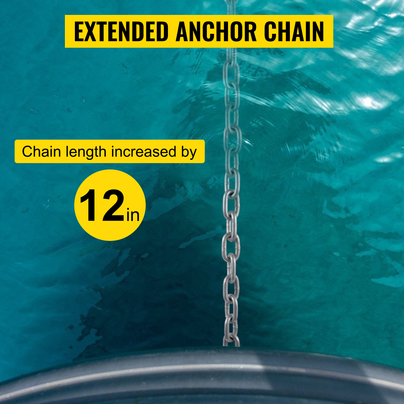 VEVOR Anchor Chain, 20' x 5/16" Galvanized Steel Chain, 3/8" Anchor ...