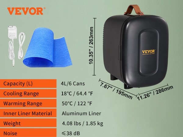 Vevor Mini Fridge, 4 Liter/6 Can Small Refrigerator for Beverage ...