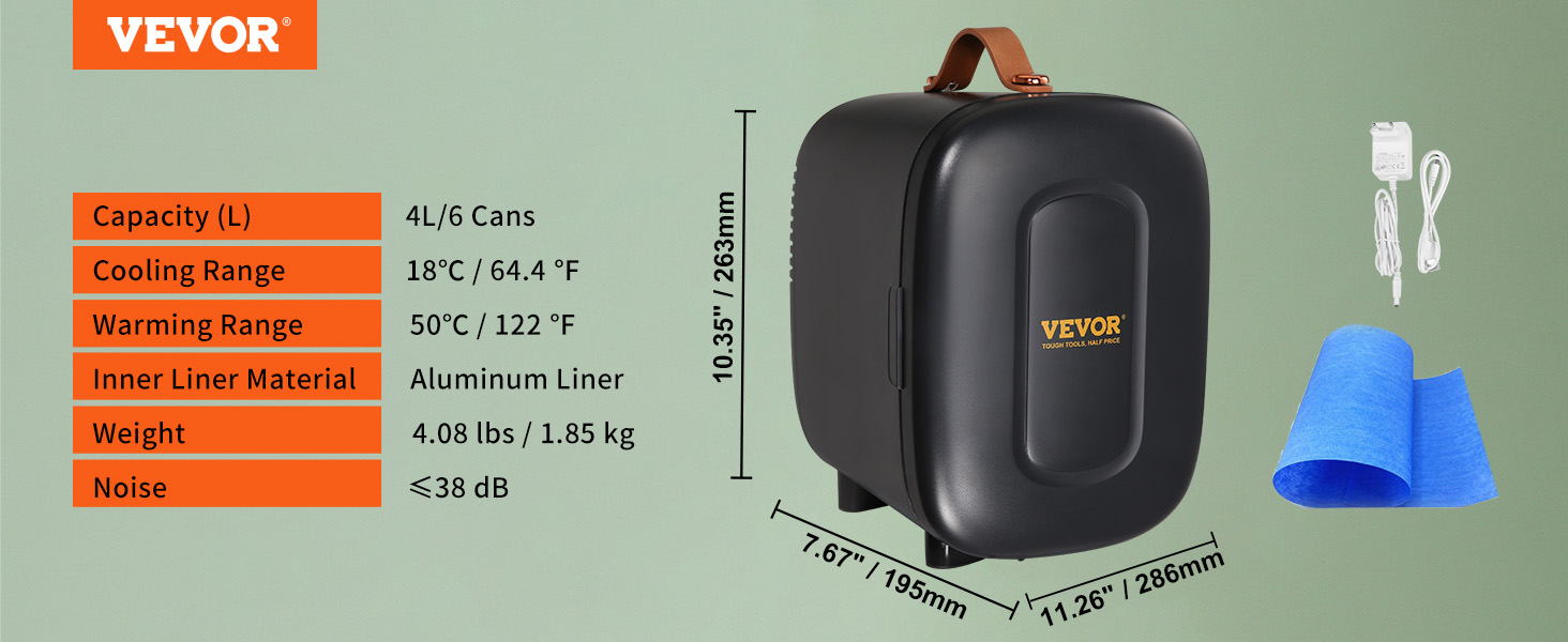Vevor Mini Fridge, 4 Liter/6 Can Small Refrigerator for Beverage ...