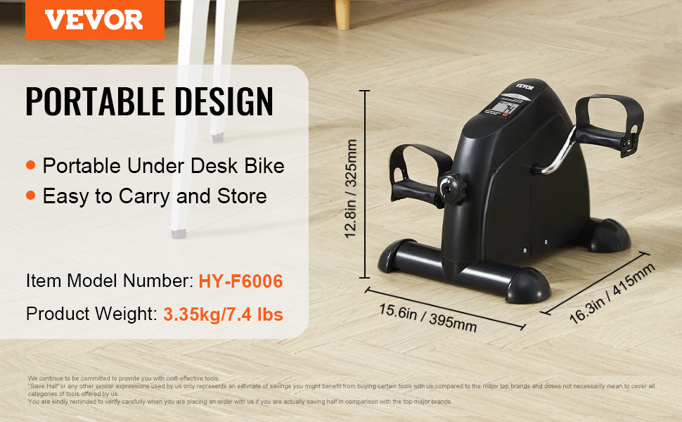 Under Desk Bike Pedal Exerciser Portable Mini Exercise Bike for Arm Leg ...