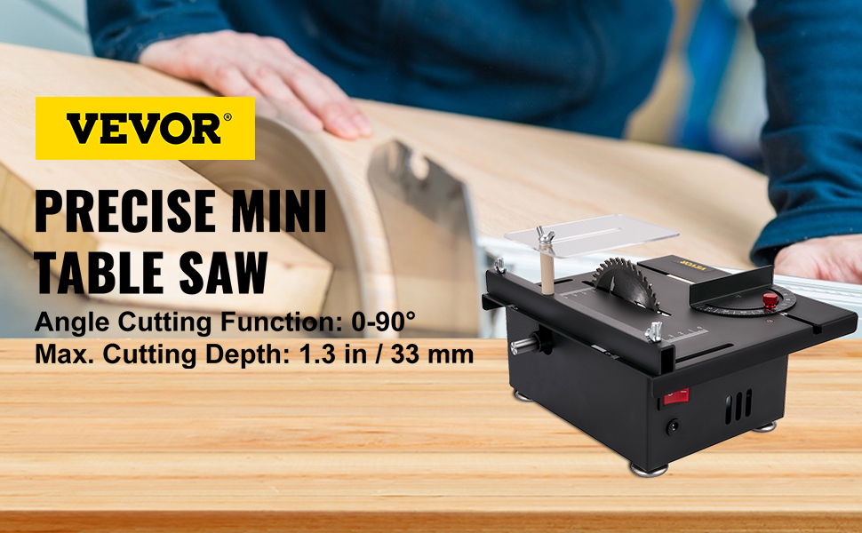 VEVOR Mini Table Saw, 96W Hobby Table Saw for Woodworking, 0-90 Angle ...