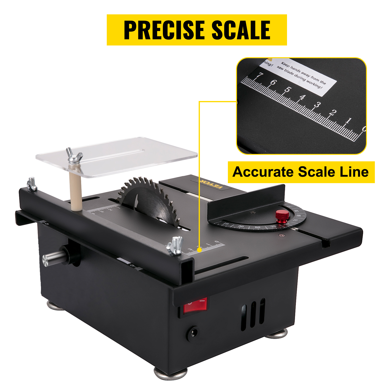 VEVOR Mini Table Saw, 96W Hobby Table Saw for Woodworking, 0-90 Angle ...