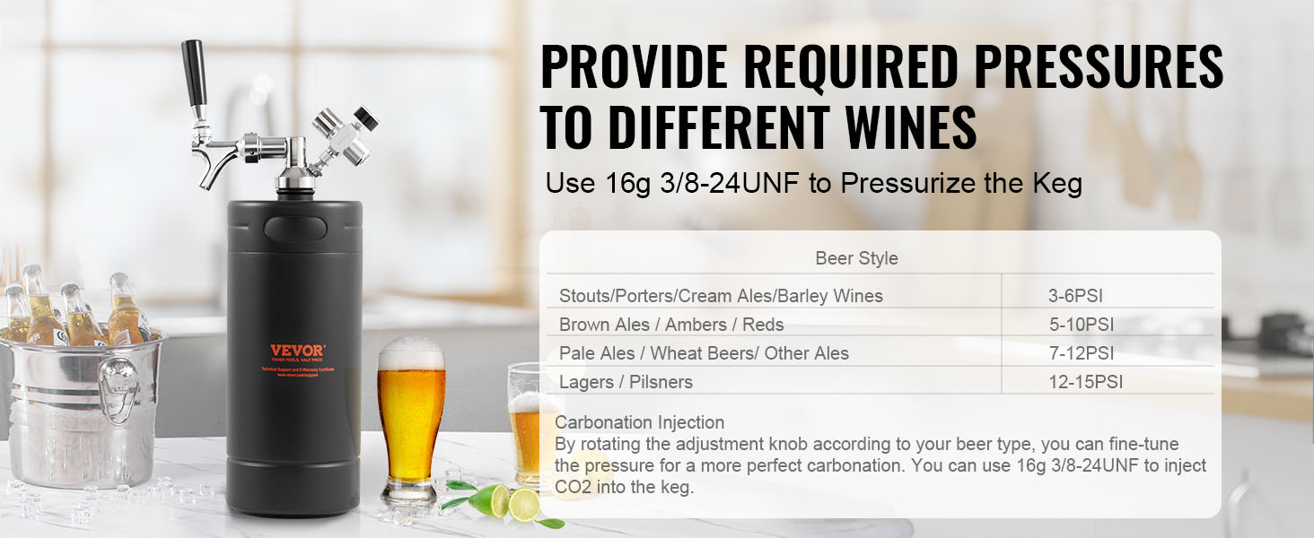 VEVOR Beer Growler Tap System, 128Oz 4L Mini Keg, 304 Stainless Steel ...