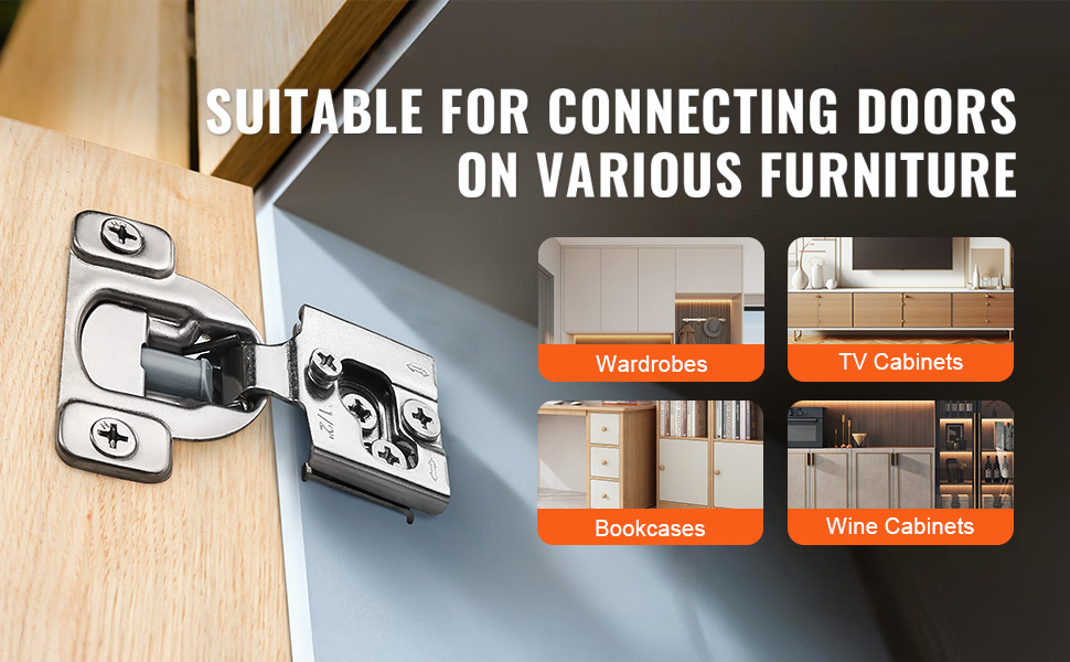 VEVOR Cabinet Door Hinges 60 Packs Partial Overlay Soft Close for ...