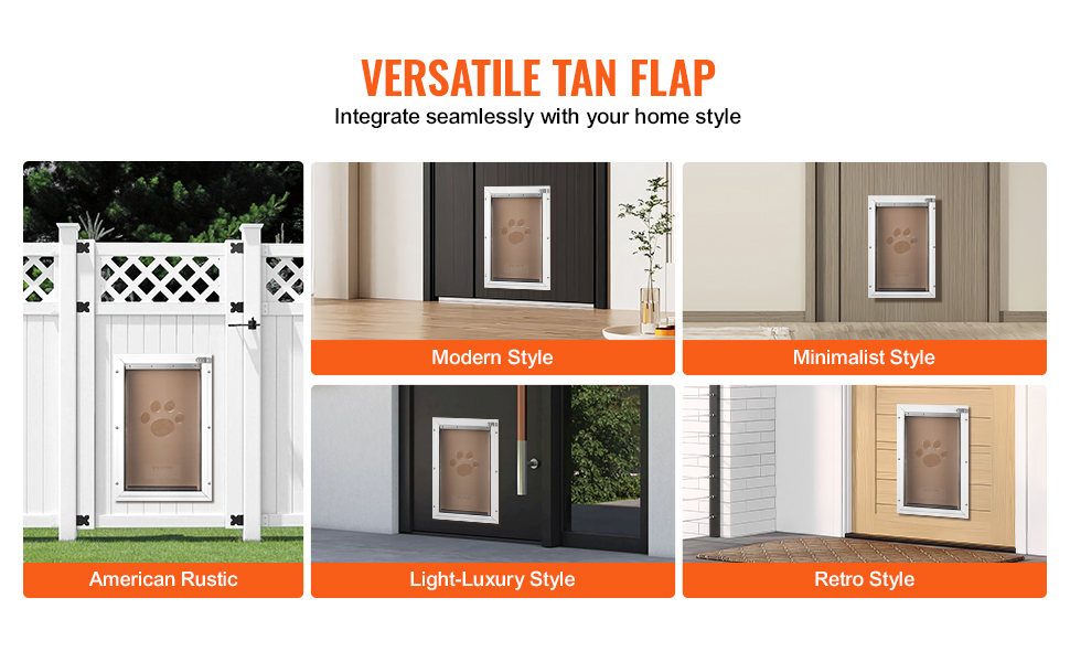 VEVOR Pet Door for Door with Lock and Magnetic Flap System Aluminum ...