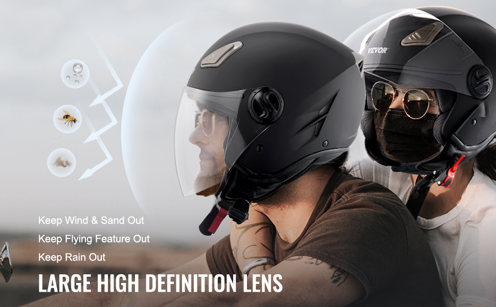VEVOR 3/4-Face Motorcycle Helmet Motocross Helmet with Bluetooth Slot ...