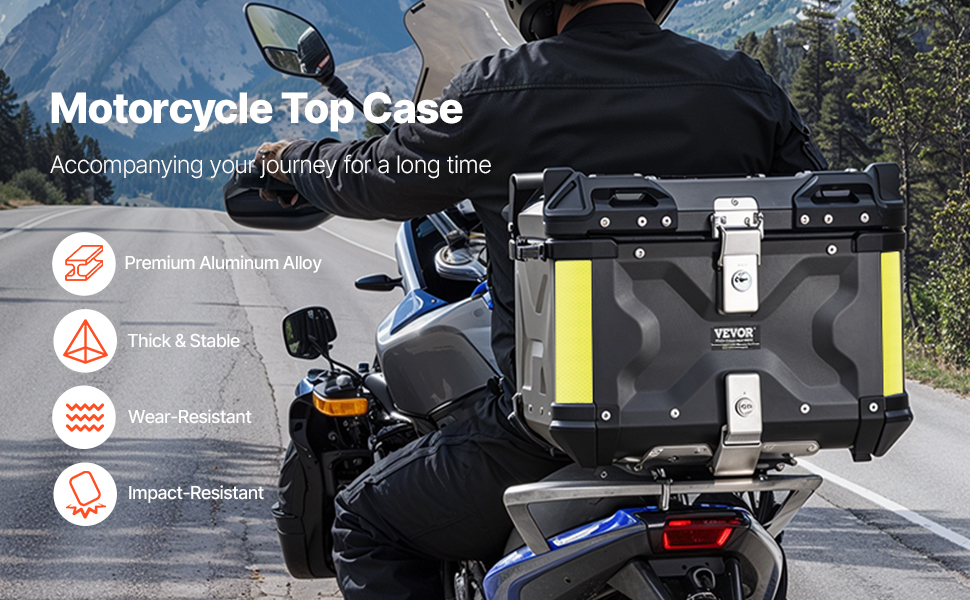 55L Motorcycle Top Case Universal Motorbike Tail Box with Leather ...