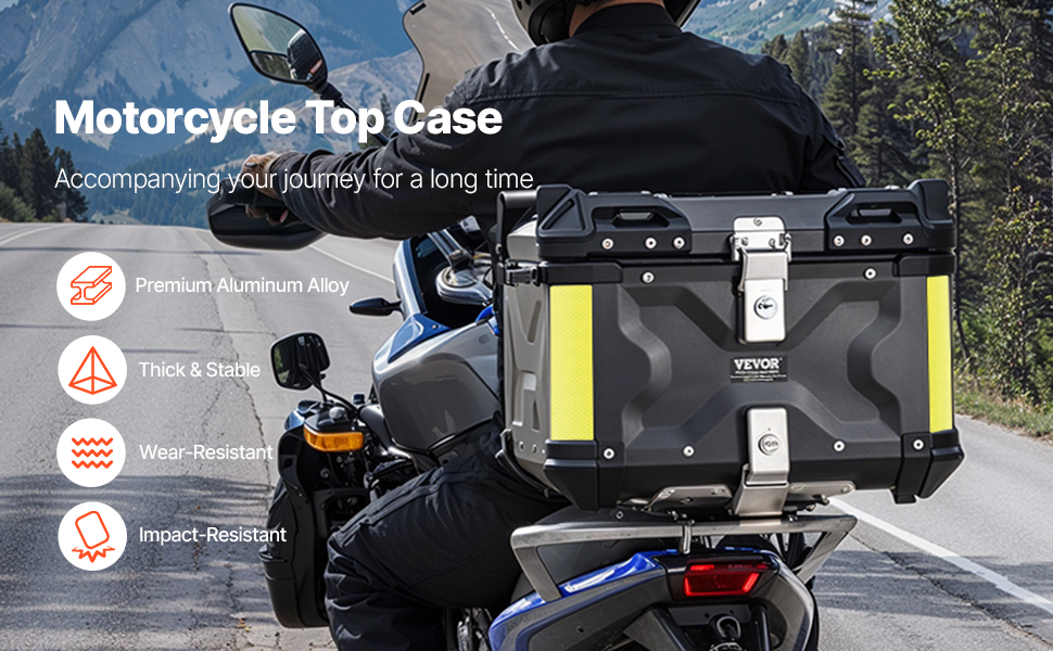 65L Motorcycle Top Case Universal Motorbike Tail Box with Leather ...