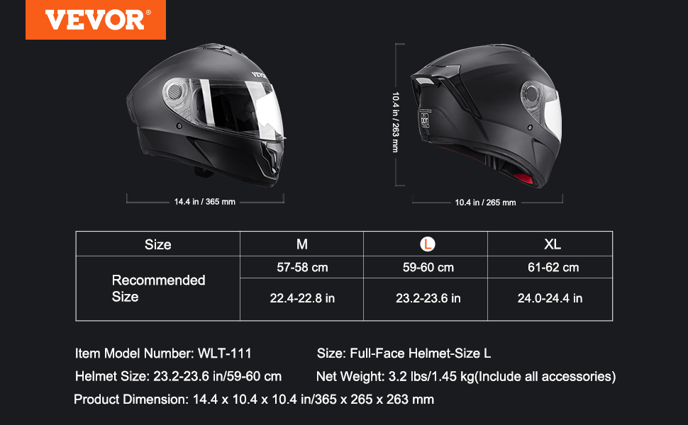 VEVOR Full Face Motorcycle Helmet Motocross Helmet with Bluetooth Slot ...