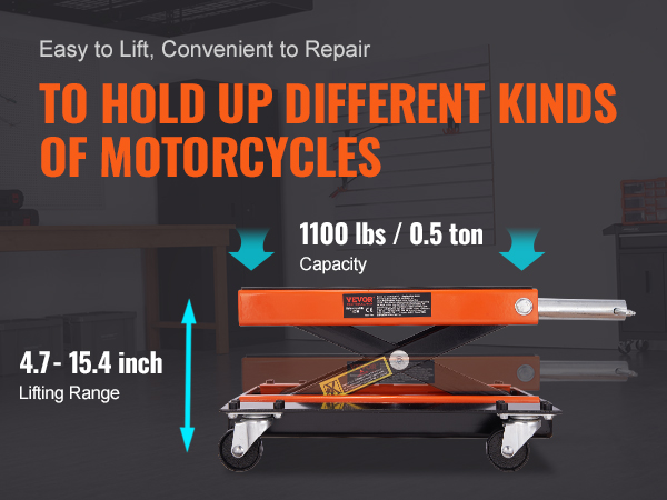 VEVOR Motorcycle Lift, 1100 LBS Motorcycle Lift ATV Scissor Lift Jack ...