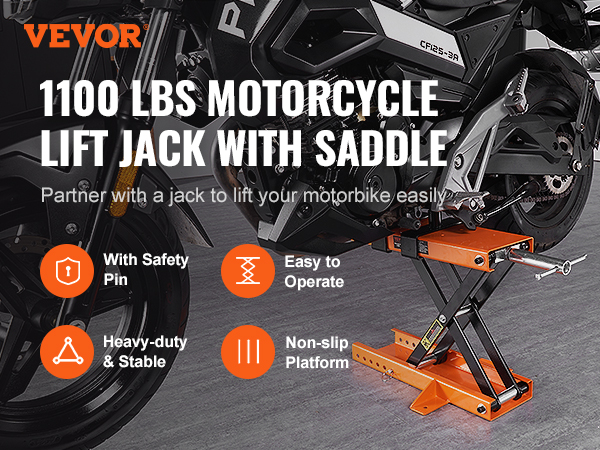 VEVOR Motorcycle Lift, 500 kg Motorcycle Center Scissor Lift Jack with ...