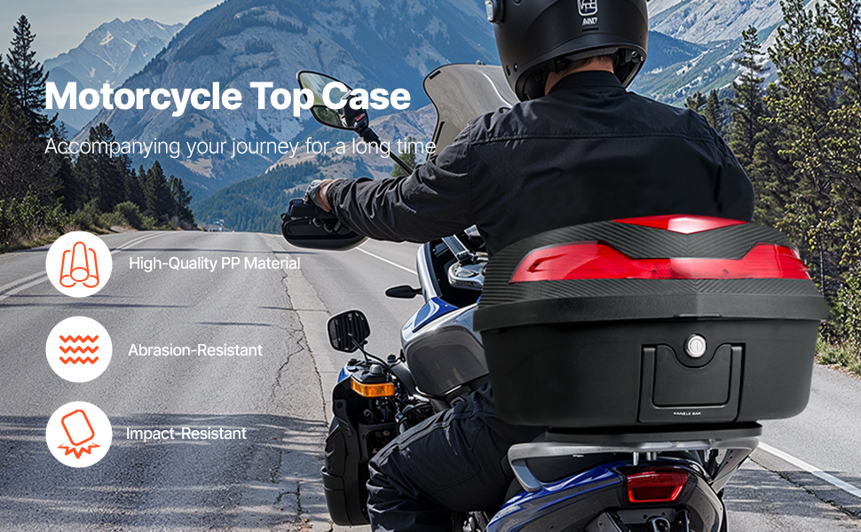 48L Motorcycle Top Case Universal Motorbike Tail with Reflective Panel ...