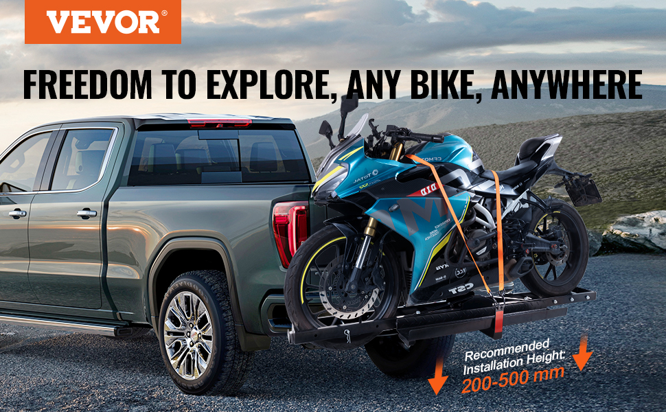VEVOR Motorcycle Carrier, 600 LBS Steel Motorcycle Carrier Hitch Mount ...
