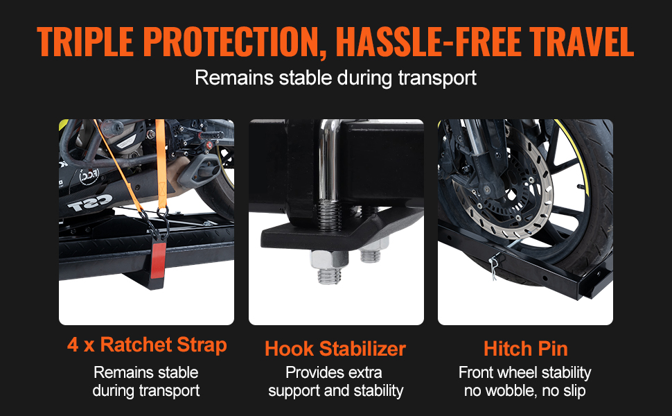 VEVOR Motorcycle Carrier, 600 LBS Steel Motorcycle Carrier Hitch Mount ...