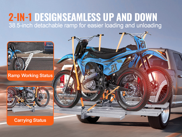VEVOR Motorcycle Carrier Scooter Dirt Bike Hitch Mount 600LBS Rack Ramp ...