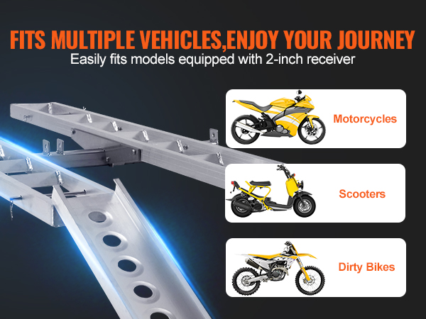VEVOR Motorcycle Carrier Scooter Dirt Bike Hitch Mount 600LBS Rack Ramp ...