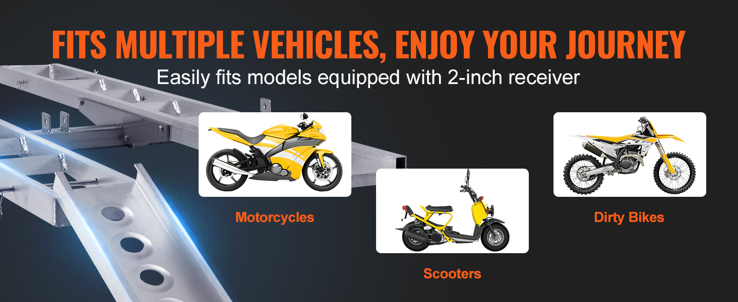 VEVOR Motorcycle Carrier Scooter Dirt Bike Hitch Mount 600LBS Rack Ramp ...
