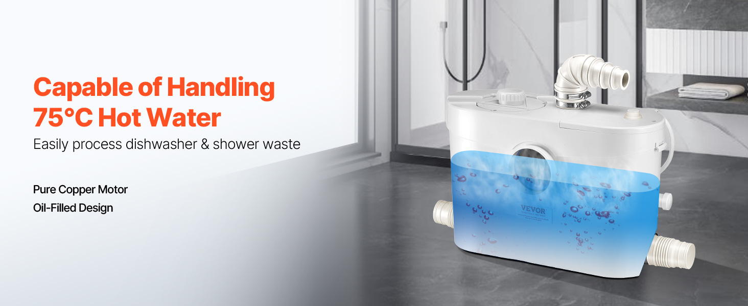 Macerator Pump 900W 48 GPM Flow 40 ft Head Lift Pump for Toilet ...