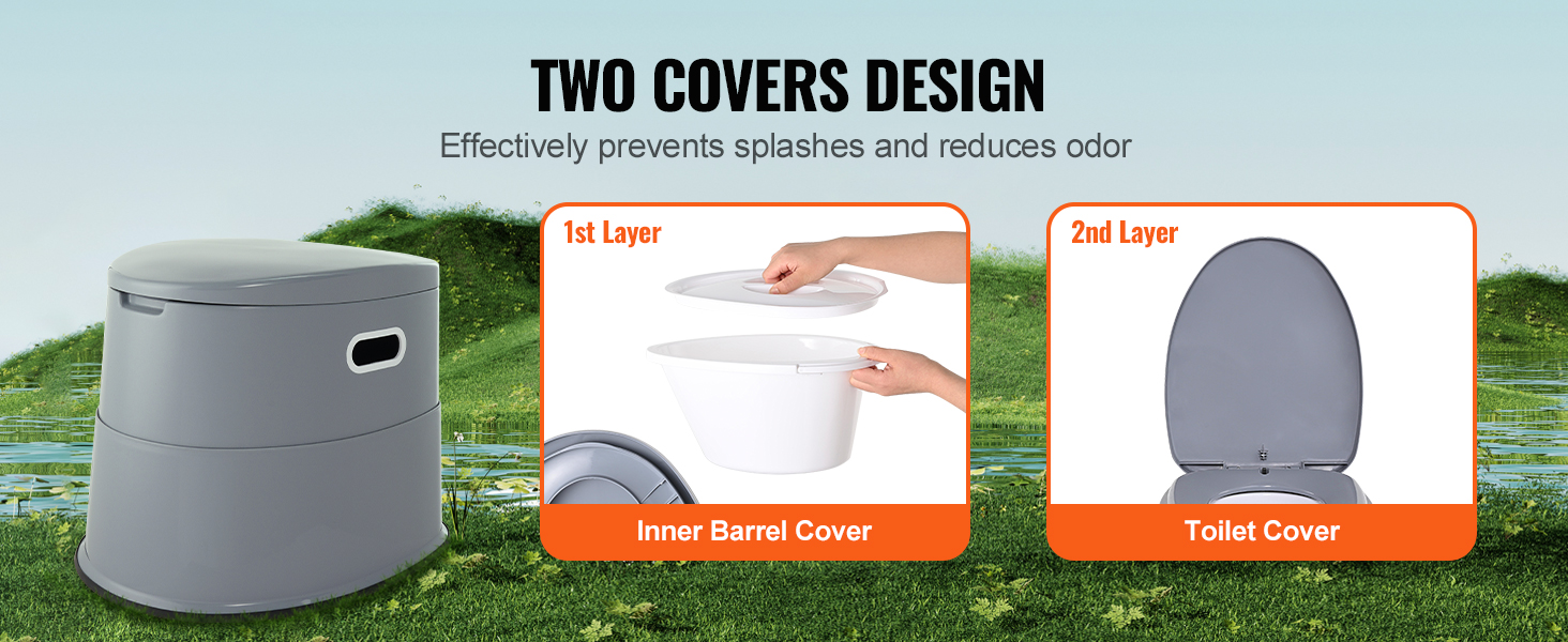 VEVOR Portable Toilet for Camping, Porta Potty with 1.3 Gal Detachable ...
