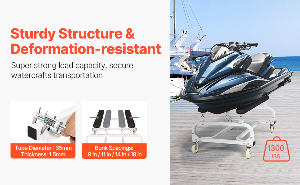 VEVOR Watercraft PWC Dolly Boat 590 kg Capacity Jet Ski Stand Storage ...