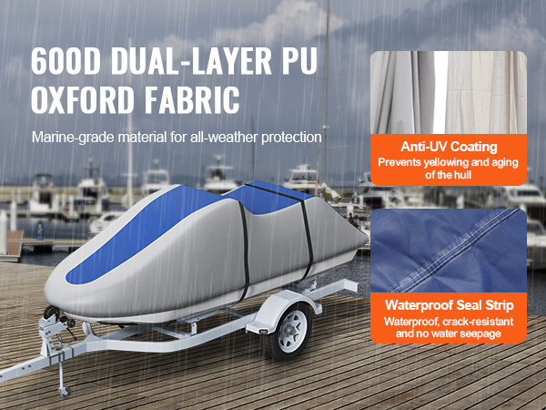 VEVOR Jet Ski Cover, 126"-135" Trailerable Waterproof PWC Cover, Heavy ...