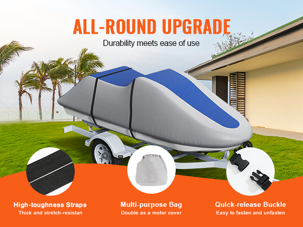 VEVOR Jet Ski Cover, 126"-135" Trailerable Waterproof PWC Cover, Heavy ...
