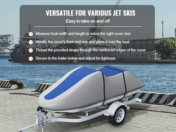 VEVOR Jet Ski Cover, 126"-135" Trailerable Waterproof PWC Cover, Heavy ...