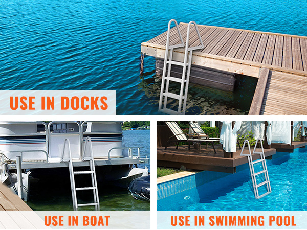 VEVOR Aluminum Dock Ladder Boat Dock Ladder Removable 4 Steps with ...