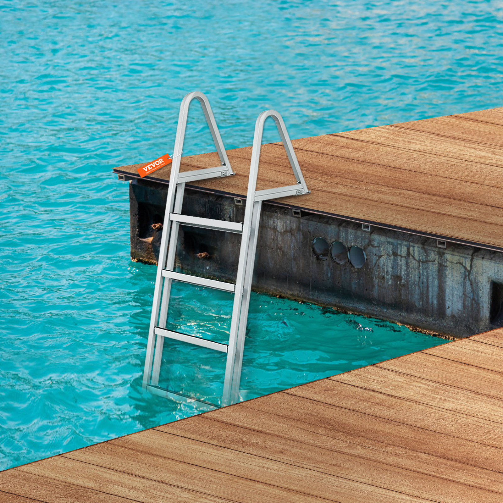VEVOR Aluminum Dock Ladder Boat Dock Ladder Removable 4 Steps with ...