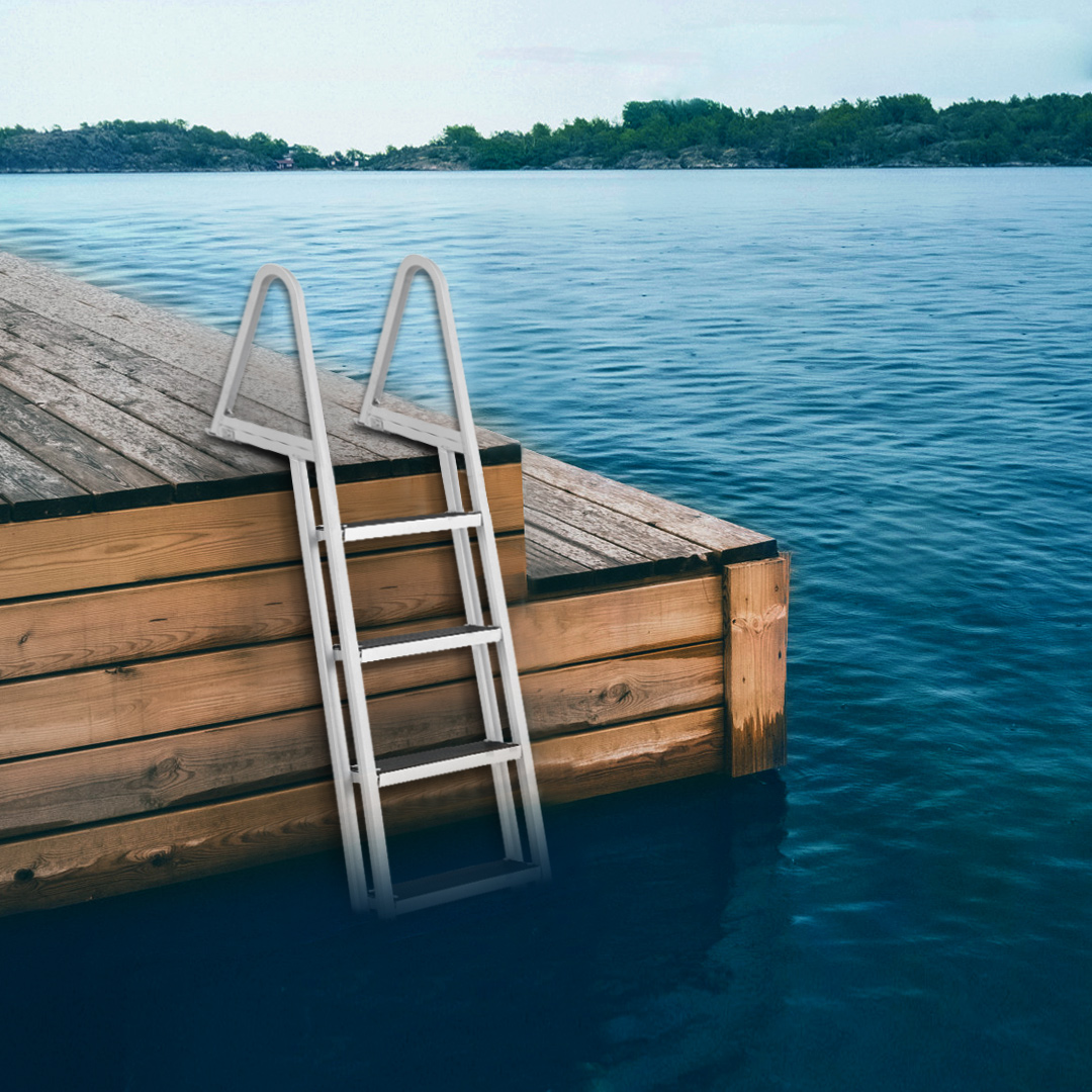 VEVOR Aluminum Dock Ladder Boat Dock Ladder Removable 4 Steps with ...