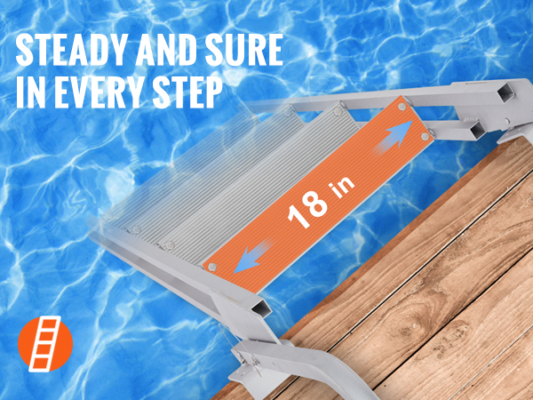 VEVOR Dock Ladder Flip Up 4 Steps, 350lbs Load Capacity, Aluminum ...