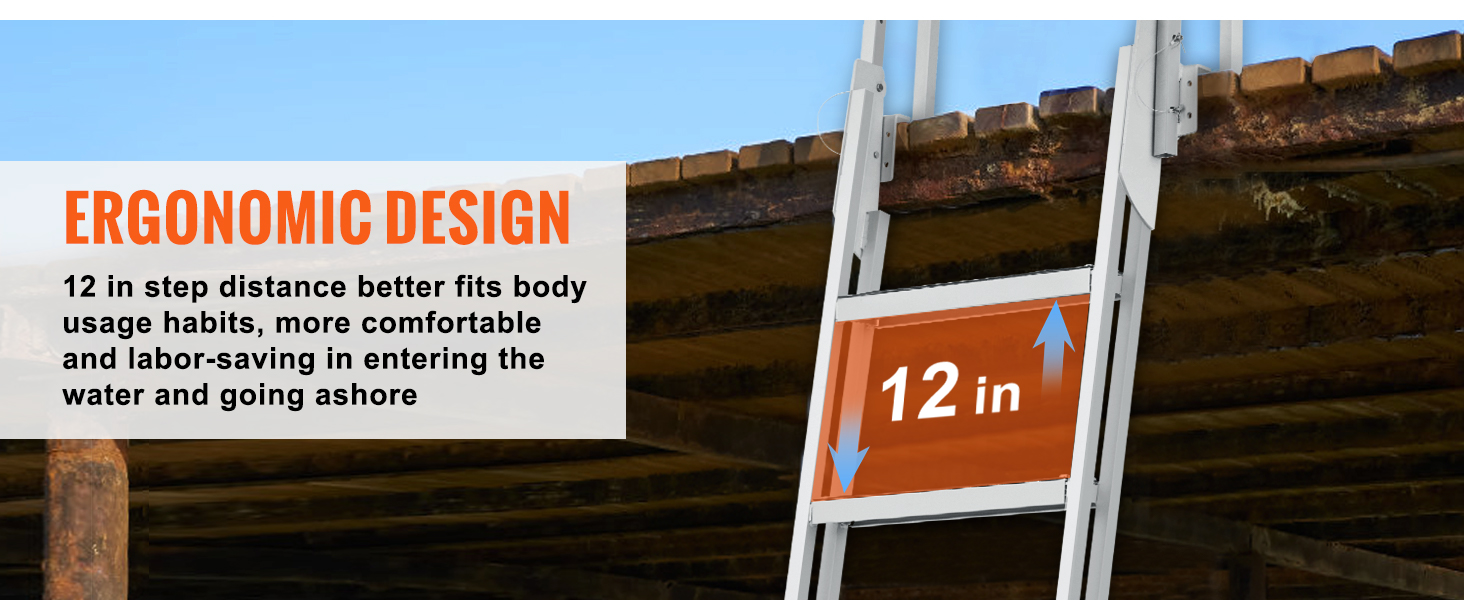 VEVOR Dock Ladder Flip Up 5 Steps, 350lbs Load Capacity, Aluminum ...