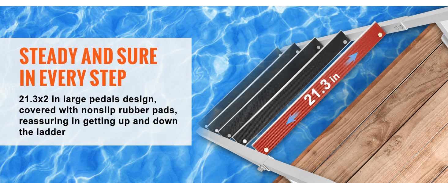VEVOR Dock Ladder, Flip-Up 5 Steps, 350 lbs Load Capacity, Aluminum ...