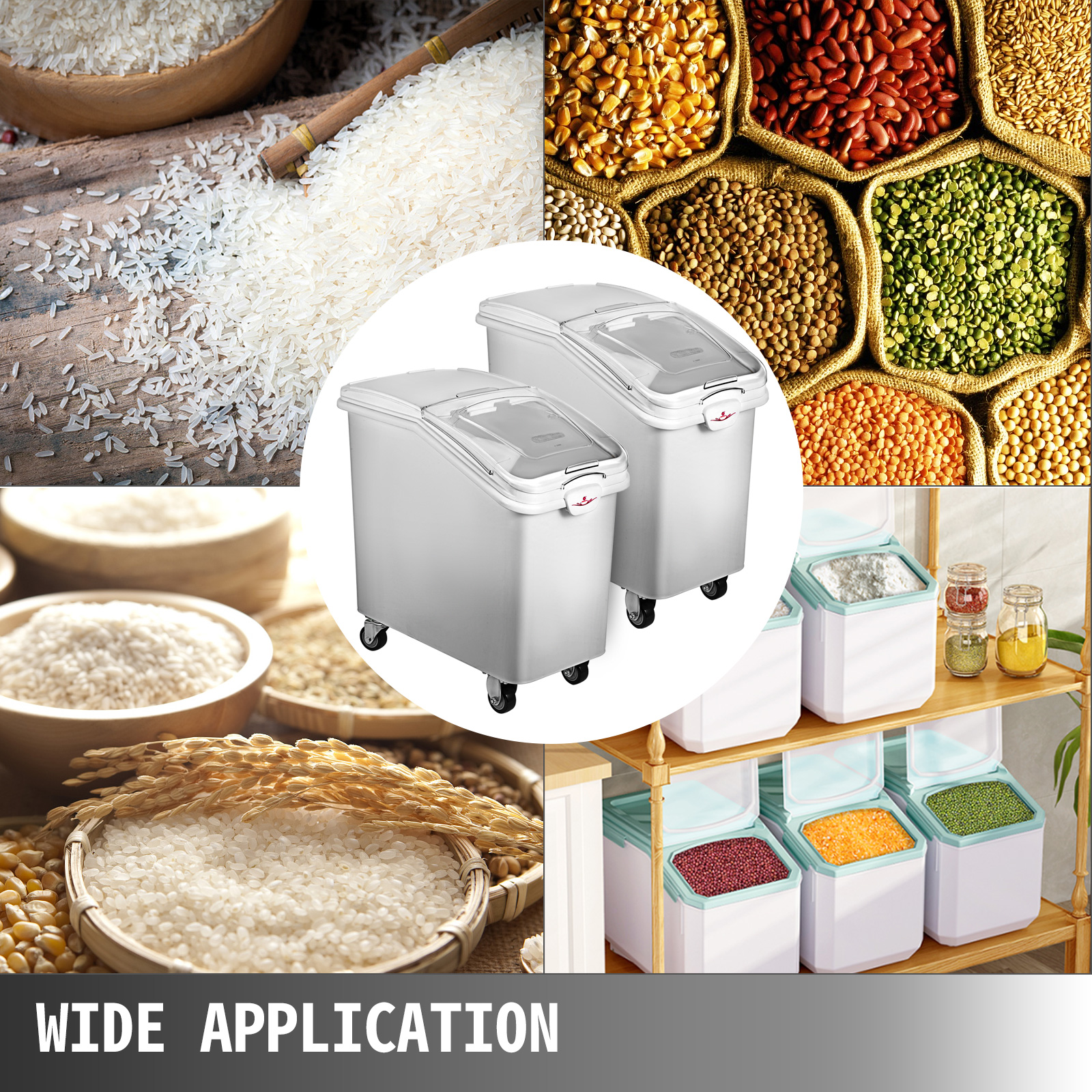 2x Ingredient Bin With Casters 21 Gallon Food Safe Restaurant Kitchen ...