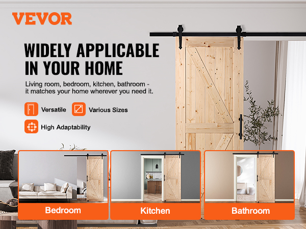 VEVOR Barn Door and Hardware Kit 30" x 84" Wood Sliding Barn Door Kit ...