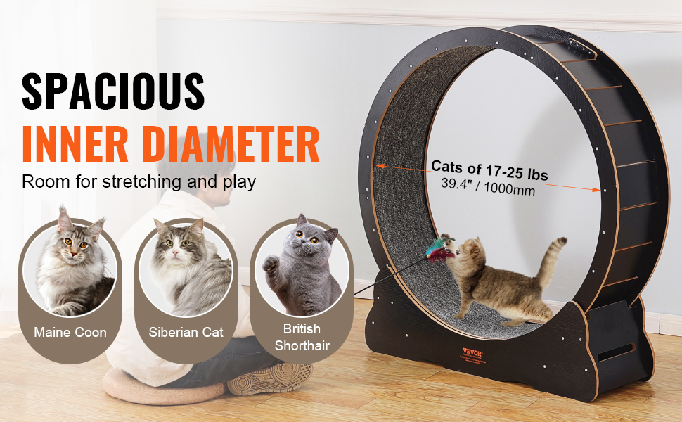 Cat Exercise Wheel 43.3" Large Cat Treadmill Wheel for Indoor Cats ...
