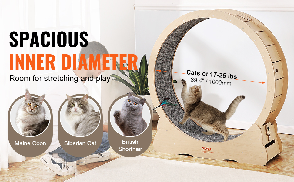 Cat Exercise Wheel 43.3" Large Cat Treadmill Wheel for Indoor Cats ...