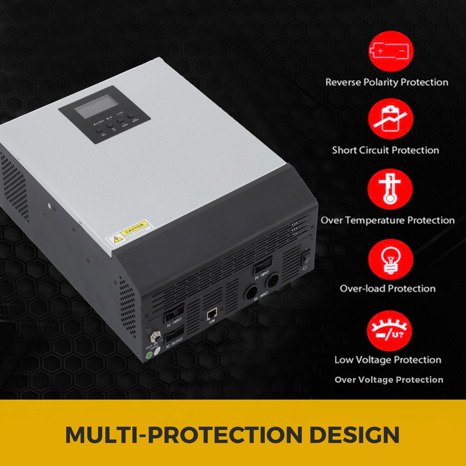 VEVOR 2400W 24V Low Frequency Pure Sine Wave Mppt Off-Grid Power ...